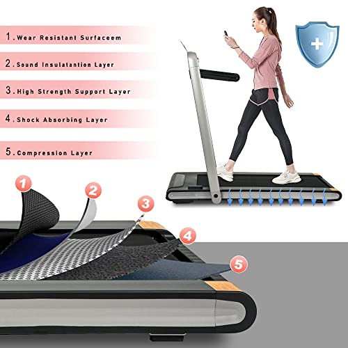 2 in 1 Under Desk Treadmill, 2.5HP Folding Electric Treadmill Walking Jogging Machine for Home Office with Remote Control, Black