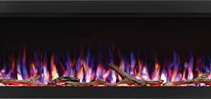 Napoleon Trivista Pictura 60 - NEFL60H3SV - Wall Hanging Electric Fireplace, 60-in, Black, Glass Front, Realistic Flames, LED Ember Bed, Adjustible Flame Height/Colours, Remote Included