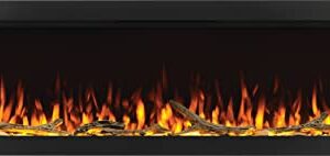 Napoleon Trivista Pictura 60 - NEFL60H3SV - Wall Hanging Electric Fireplace, 60-in, Black, Glass Front, Realistic Flames, LED Ember Bed, Adjustible Flame Height/Colours, Remote Included