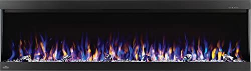 Napoleon Trivista Pictura 60 - NEFL60H3SV - Wall Hanging Electric Fireplace, 60-in, Black, Glass Front, Realistic Flames, LED Ember Bed, Adjustible Flame Height/Colours, Remote Included