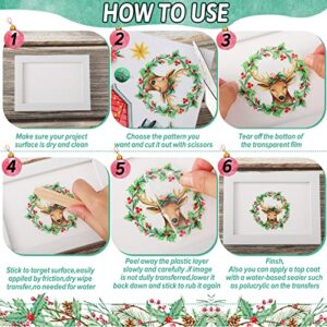 BBTO 12 Sheets Christmas Rub on Transfers for Crafts and Furniture Rub on Transfers Stickers Classic Bird Floral Furniture Decals for Home Office Paper Wood DIY Craft, 5.5x5.7 Inch (Farmhouse Style)