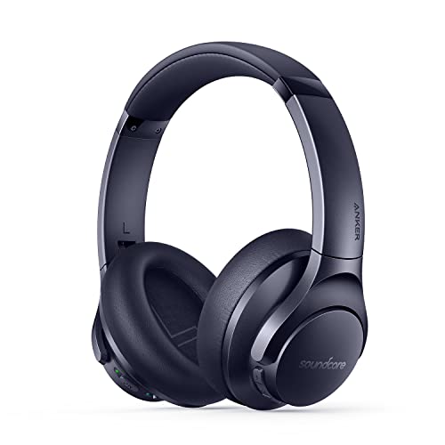 Soundcore by Anker Life Q20+ Active Noise Cancelling Headphones, 40H Playtime, Hi-Res Audio, Soundcore App, Connect to 2 Devices, Memory Foam Earcups, Bluetooth Headphones for Travel Office (Renewed)