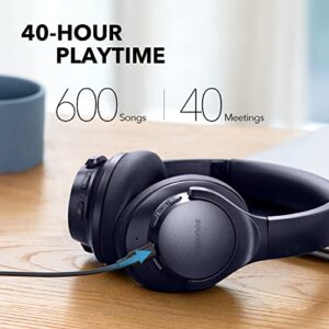 Soundcore by Anker Life Q20+ Active Noise Cancelling Headphones, 40H Playtime, Hi-Res Audio, Soundcore App, Connect to 2 Devices, Memory Foam Earcups, Bluetooth Headphones for Travel Office (Renewed)