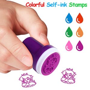 Princess Party Stamps for Kids, 24Pcs Assorted Self-Inking Stamps, Goodie Bag Stuffers,Birthday Party Favor for Kids, Teacher Stamps Reward Pinata Fillers Carnival Prizes