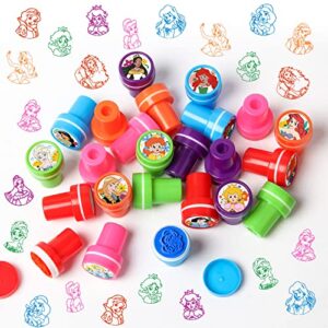 Princess Party Stamps for Kids, 24Pcs Assorted Self-Inking Stamps, Goodie Bag Stuffers,Birthday Party Favor for Kids, Teacher Stamps Reward Pinata Fillers Carnival Prizes