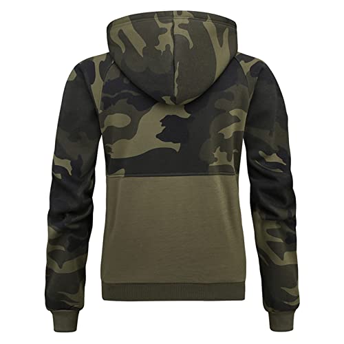 JEKE-DG Fleece Sports Soft Hunting Camo Hoodie Lightweight Pullover Hooded Sweatshirt Kanga Pocket Tactical Military Shirts (Medium,Green)