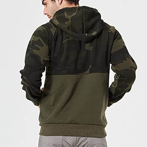 JEKE-DG Fleece Sports Soft Hunting Camo Hoodie Lightweight Pullover Hooded Sweatshirt Kanga Pocket Tactical Military Shirts (Medium,Green)