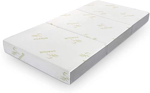 Inofia Folding Mattress, 6 Inch Trifold Memory Foam Mattress with Ultra Soft Bamboo Cover, Non-Slip Bottom & Breathable Mesh Sides, Foldable & Portable - Single Size (75" x 25" x 6")