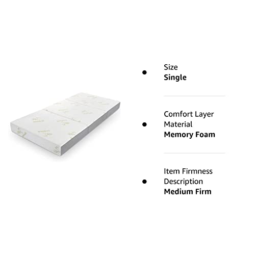 Inofia Folding Mattress, 6 Inch Trifold Memory Foam Mattress with Ultra Soft Bamboo Cover, Non-Slip Bottom & Breathable Mesh Sides, Foldable & Portable - Single Size (75" x 25" x 6")