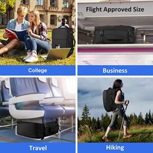 Travel Laptop Backpack, Airplane Approved Travel Backpack Suitcase For Men Women With Usb Charging Port, Lightweight College 35l Luggage Bag 15.6 inch Laptop Backpack Gifts For Casual Business,Black