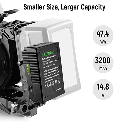 Neewer V Mount/V Lock Battery, 47Wh 14.8V 3200mAh Mini Lightweight Rechargeable Lithium Battery for Broadcast Studio Video Camcorder, Compatible with Sony HDCAM XDCAM Digital Cinema Cameras, BP-V47