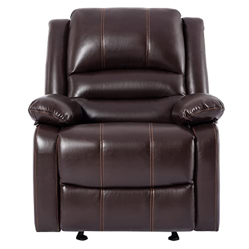 Watson & Whitely Power Recliner Chair for Adults, Faux Leather Electric Glider Reclining Chair for Living Room and Nursery, Upholstered Rocker Recliner with USB Port, Dark Brown