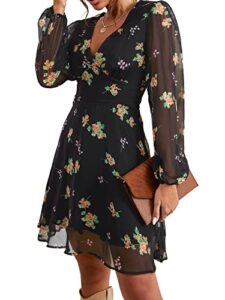 cupshe women's mini dress floral print chiffon flowy dresses long sleeve dress for women