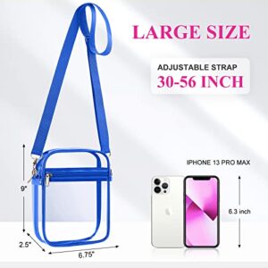 Mossio Clear Crossbody Bag Stadium Approved, Transparent Messenger Shoulder Bag for Concert, Beach, Travel & Sporting Blue