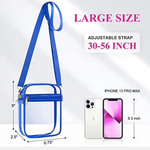 Mossio Clear Crossbody Bag Stadium Approved, Transparent Messenger Shoulder Bag for Concert, Beach, Travel & Sporting Blue