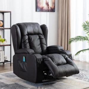 HomSof Chair Sofa,Eight Point Function and Heated,Adjustable Home Theater Single Recliner Suitable for The Elderly Vibration Massage Manual Remote Control, Black