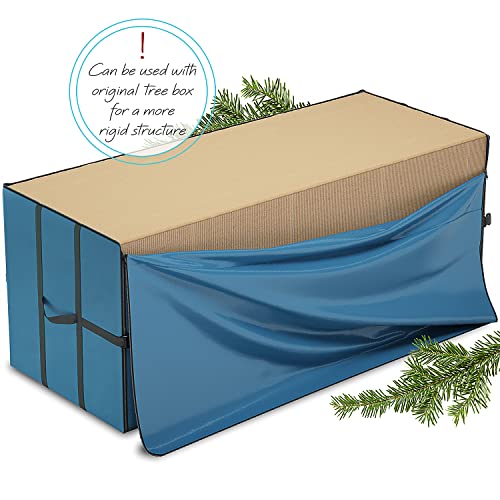 Hearth & Harbor Christmas Tree Storage Bag 7.5 ft. – Waterproof Christmas Tree Storage Box of 600d Oxford Material – Christmas Tree Bag With Handles & Special Wide Opening, Blue (VCN-HHHS14-FBM-NEW)