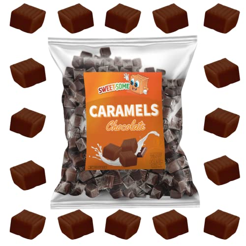 SWEETSOME Caramel Squares - Chocolate Caramel Candy - Individually Wrapped Soft & Chewy Candy - 2 Pound Bag Milk Candies (Chocolate Caramel)