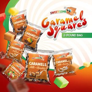 SWEETSOME Caramel Squares - Chocolate Caramel Candy - Individually Wrapped Soft & Chewy Candy - 2 Pound Bag Milk Candies (Chocolate Caramel)