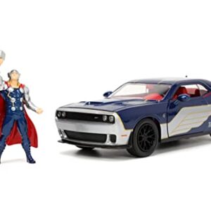 Jada Toys Marvel 2015 Dodge Challenger SRT Hellcat Die-cast Car w/ 2.75" Thor Figure, Toys for Kids and Adults