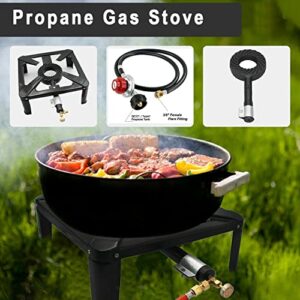 Camping Stove - Portable Propane Stove Burner Gas Cooker, with Adjustable 0-20PSI Regulator Hose, Heavy Duty Iron Cast Gas Boiling Ring BBQ Grill with Detachable Legs for Camp Patio RV Cooking Outdoor