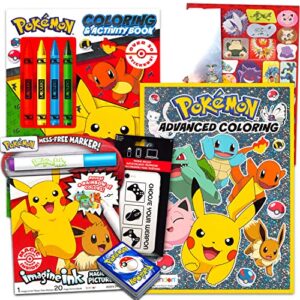 pokemon coloring books for kids ages 4-8 - bundle with 3 pokemon coloring and activity books with games, puzzles, and more plus sketch pad with stickers and pokemon cards | pokemon gifts for boys