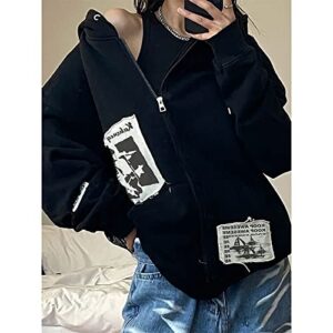 INFENU Gothic Hoodie Hat Print Dark Hoodie Harajuku Hoodie Sportswear Patches Casual Trend Oversize Street Hip Hop (grey,M,Medium)