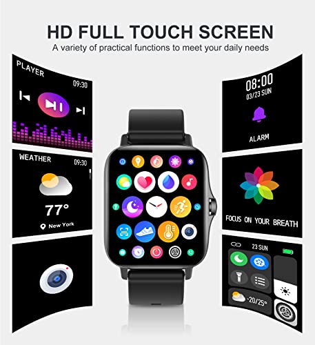 Iaret Smart Watch for Women Men (Answer/Make Call), Fitness Tracker for Android iOS Phones Waterproof Smartwatch 1.7" HD Full Touch Screen Activity Trackers Heart Rate Sleep Monitor Pedometer, Black