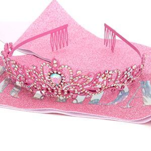 "Birthday Girl" Sash & Rhinestone Tiara Set COCIDE Birthday Sash and Tiara for Women Birthday Decoration Kit Rhinestone Headband for Girl Glitter Crystal Hair Accessories for Birth Party (Pink Tiara + Pink Sash (2))