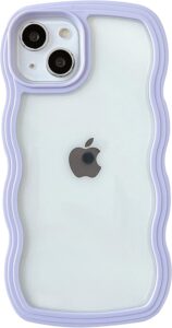 caseative cute curly wave frame shape shockproof soft compatible with iphone case (purple,iphone 14 pro max)