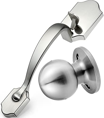 Front Door Handleset Entry Door Handle Set with Cove Knob for Right and Left Handed Sided Doors, Interior and Exterior Entrance Passage Lock, Satin Nickel