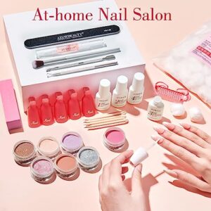 170Pcs Dip Nails Powder Starter Kit, AZUREBEAUTY 36 Colors Brown Purple Fall Dip Powder Nail Kit Starter with Essential Liquid and Removal Accessories Set for French Nail Art Manicure Salon DIY Home