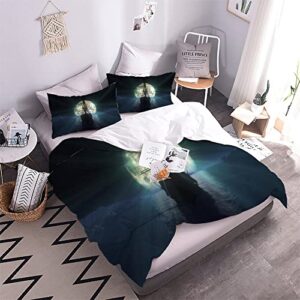 Quilt Cover Twin Size Battleship 3D Bedding Sets Moon Duvet Cover Breathable Hypoallergenic Stain Wrinkle Resistant Microfiber with Zipper Closure,beding Set with 2 Pillowcase