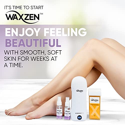 Wax roller kit, Roll on wax kit, WAXZEN digital roll on wax warmer kit, Roll on Wax Warmer for Hair removal, 2 Honey Wax cartridges, 100 pcs strips, Pre and Post Wax Spray