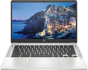 hp 2022 14" hd ips chromebook, intel processor up to 3.0ghz, 4gb ram, 64gb ssd, 4k graphics, super-fast 6th gen wifi, chrome os, dale silver(renewed) (dale silver)