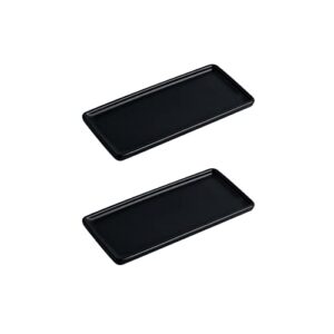 kitchenlestar 6" small rectangular vanity sink tray for bathroom,ceramic kitchen soap tray,comestic holder bathtub organizer (black,6", set/2)