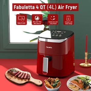 Air Fryers 4 Qt, Fabuletta 9 Cooking Functions Smart Air Fryers, Shake Reminder, Powerful 1550W Electric Hot Air Fryer,Tempered Glass Display, Dishwasher-Safe & Nonstick, Quiet, Fit for 2-4 People