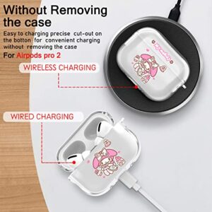 Anime Case Cover for AirPods Pro 2 (2022),Cute Cartoon Pink Bunny Pattern Soft Silicone Shockproof Protective Cover Kawaii Charging Case with Funny Rabbit Keychain for Women Kids