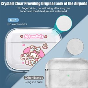 Anime Case Cover for AirPods Pro 2 (2022),Cute Cartoon Pink Bunny Pattern Soft Silicone Shockproof Protective Cover Kawaii Charging Case with Funny Rabbit Keychain for Women Kids