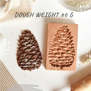 Cosybeau Custom Cookie Stamps Molds for Springerle, Tragacanth, Marzipan, Russian Pryanik, Gingerbread, Lebkuchen and Tirggel, Wooden Cookie Press for Baking DIY Thanksgiving Christmas (Pine Cones)