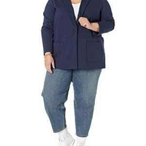 Amazon Essentials Women's Relaxed-Fit Soft Ponte Blazer, Navy, Medium