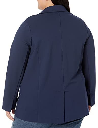 Amazon Essentials Women's Relaxed-Fit Soft Ponte Blazer, Navy, Medium