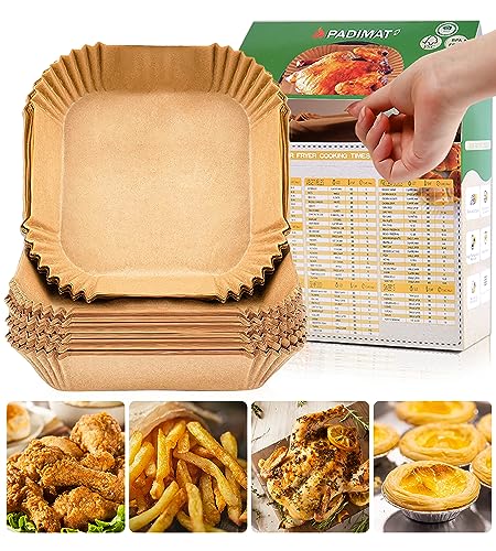 Air Fryer Disposable Paper Liners, 120 Pcs Square Airfryer Parchment Cooking Non-Stick Liner Accessories, Microwave Oven, Frying Pan, Oil-proof Air Fryers Filters Sheets for 5 6 7 8 Qt Baking Basket