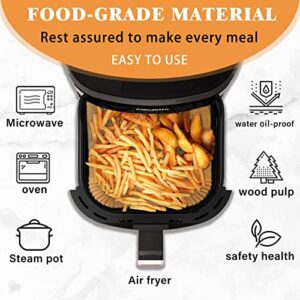 Air Fryer Disposable Paper Liners, 120 Pcs Square Airfryer Parchment Cooking Non-Stick Liner Accessories, Microwave Oven, Frying Pan, Oil-proof Air Fryers Filters Sheets for 5 6 7 8 Qt Baking Basket