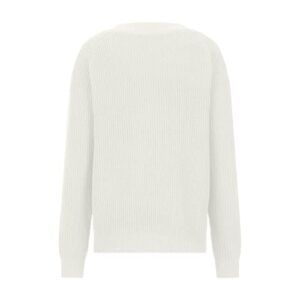 Womens Ribbed Knit Sweaters Long Sleeve Button Down V Neck Pullover Tops Casual Loose Plain Jumper Fall Winter White