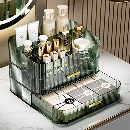 MIUOPUR Makeup Organizer with Stackable Drawers, Bathroom Vanity Organizers and Storage, Ideal for Desk and Dresser Countertops, Great for Cosmetics, skincare, Lipsticks, Nail Care -Green