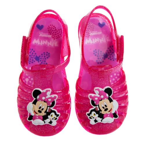 Disney Girls Favorite Characters Jelly Sandals - Ballet Summer Slides Beach Water Slip On, Pink Glittler (7 Medium, Toddler)