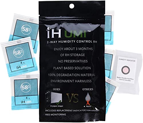 IHUMI Humidity Control Packs,58-Percent RH 2-Way Humidor Packs,Humidity Packs for Herbal,4 Gram 60 Pack