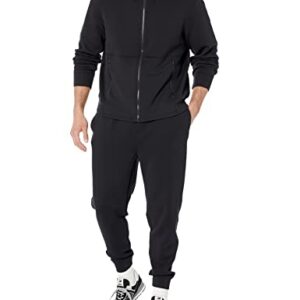 Amazon Essentials Men's Active Sweat Zip Through Hooded Sweatshirt (Available in Big & Tall), Black, Large