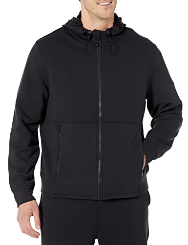 Amazon Essentials Men's Active Sweat Zip Through Hooded Sweatshirt (Available in Big & Tall), Black, Large